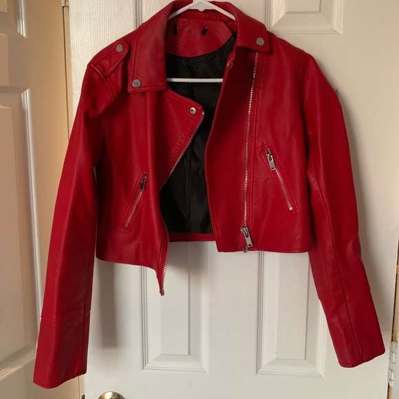 Jackets & Coats | Red Faux Leather Jacket | Poshmark